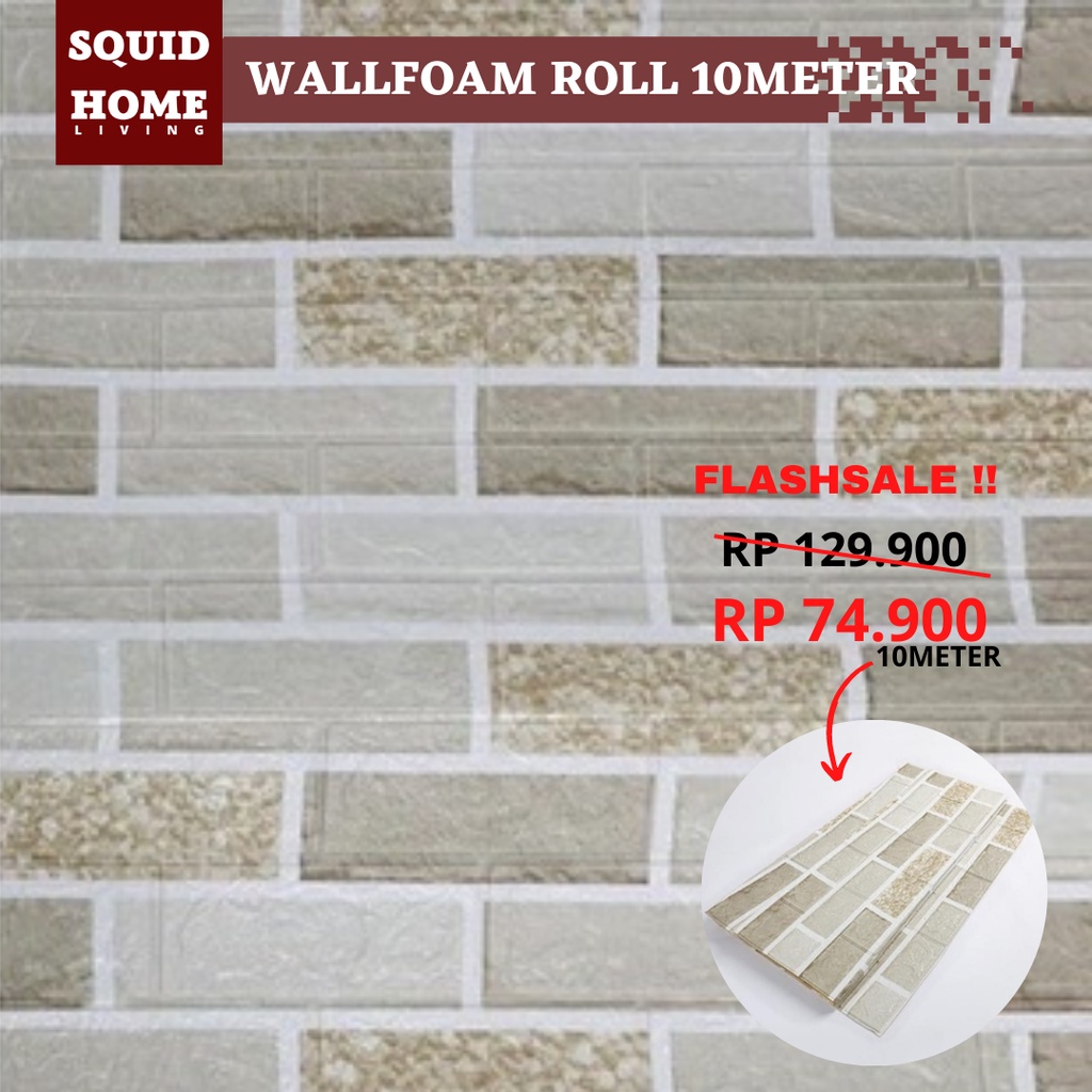Jual WALLPAPER FOAM ROLL 3D MOTIF BATA WALLFOAM BATU BATA WALLPAPER ...