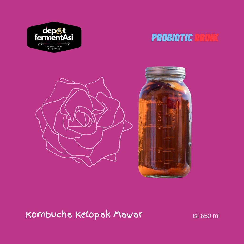 Jual Teh Kombucha Mawar 650 ml | Minuman Probiotik | Shopee Indonesia