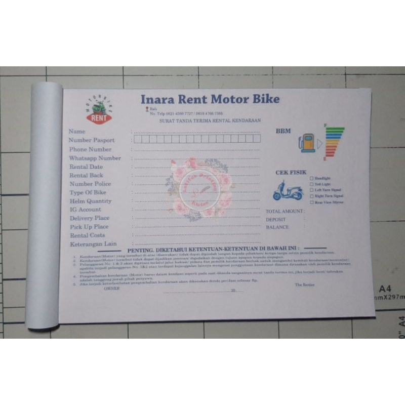 Jual NOTA RENTAL MOBIL/NOTA RENTAL MOTOR/NOTA CUSTOM/NOTA SEWA/KUITANSI ...