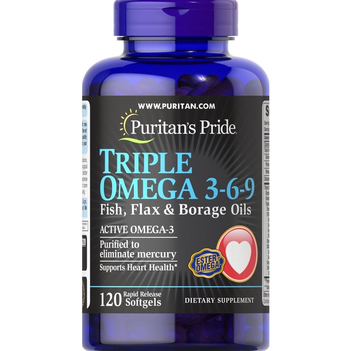 Jual Puritan Pride Triple Omega 3-6-9 Fish, Flax & Borage Oils with EP ...