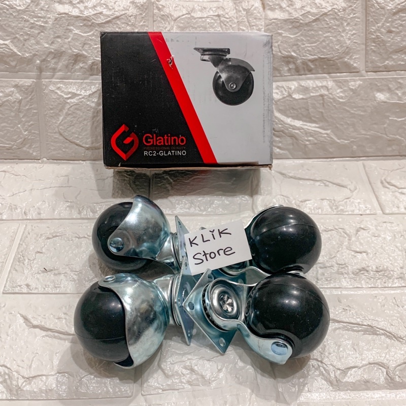 Jual Roda Caster Bulat Hitam 2 inch untuk etalase lemari GLATINO (1 set ...