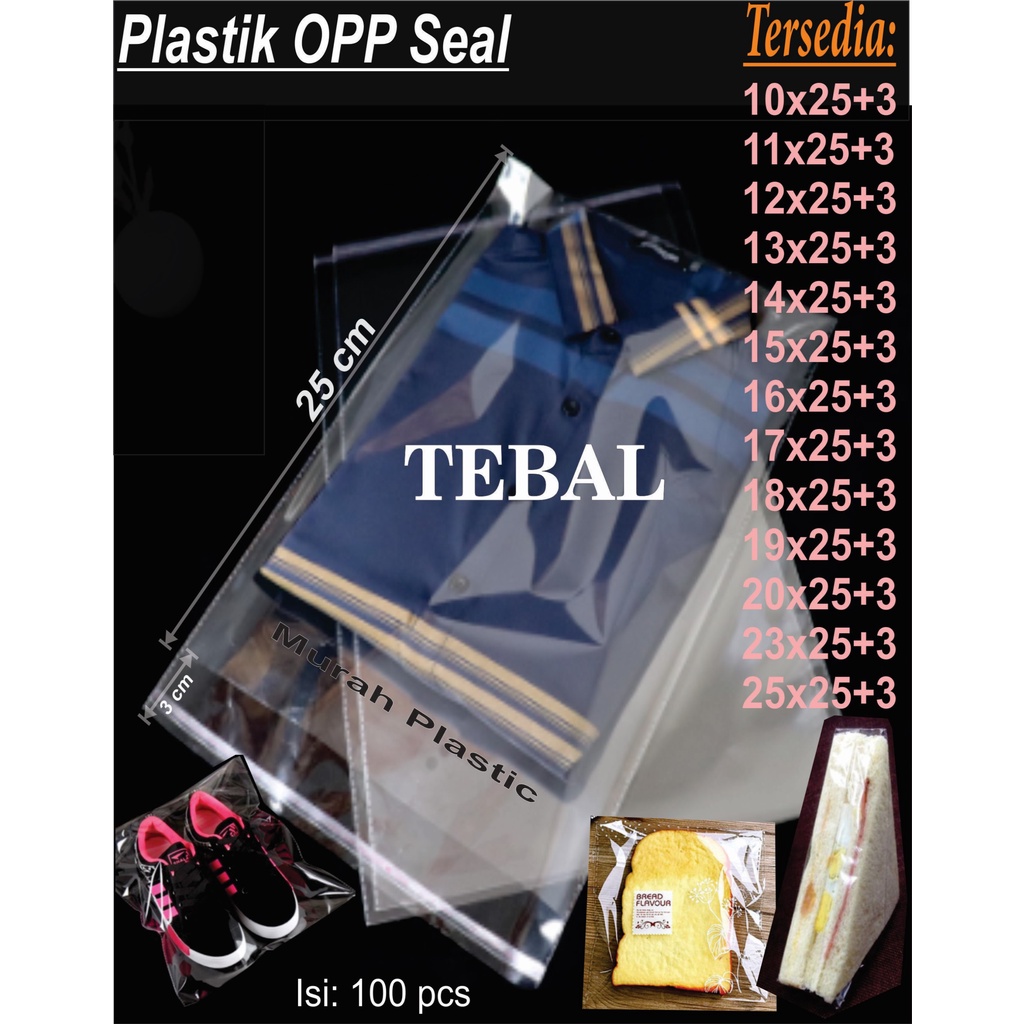 Jual (TEBAL) PLASTIK OPP LEM 7X25 8X25 9X25; 10X25; 11X25; 12X25; 13X25 ...