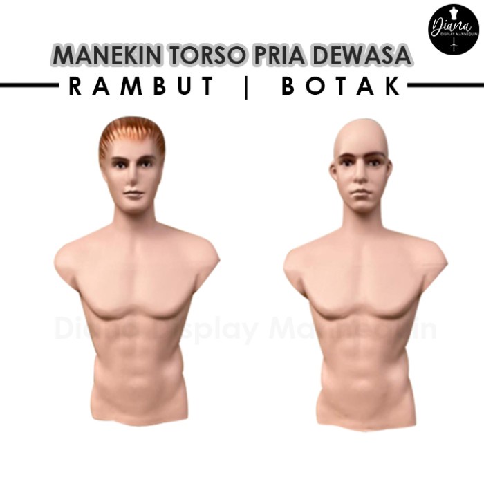 Jual Patung Manekin Torso Pria Dewasa Setengah Badan Dengan Kepala ...