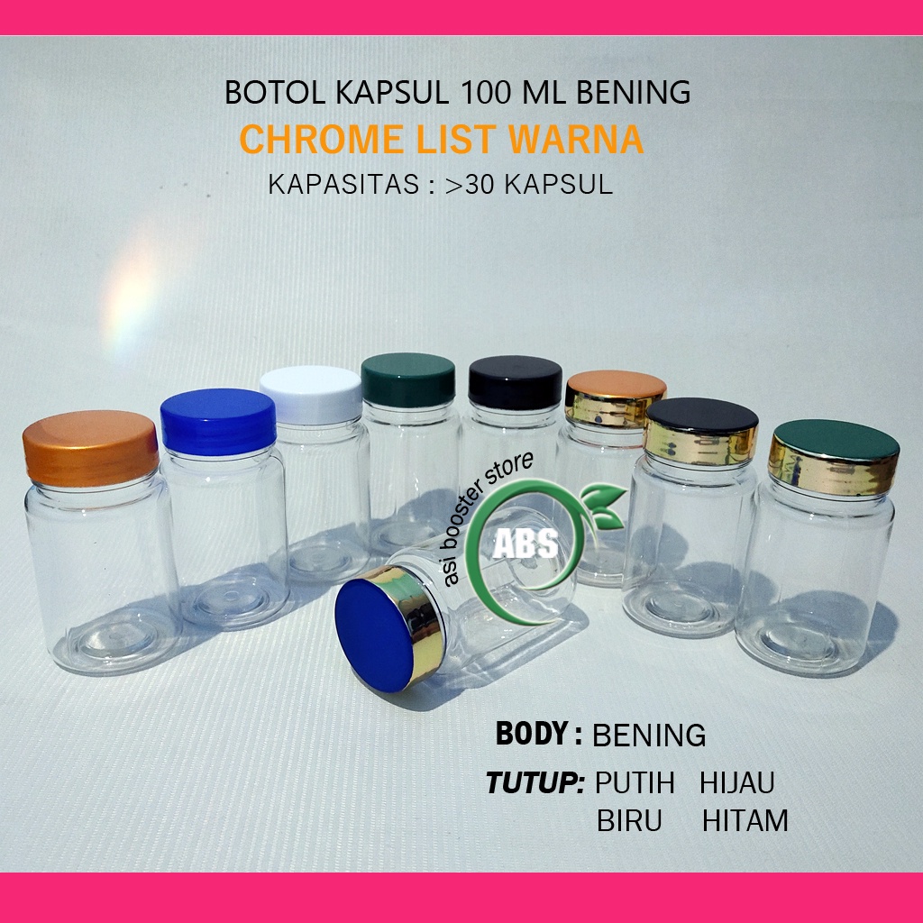 Jual Botol Kapsul 100 ml tutup silver bening / botol obat + Plug Inner ...