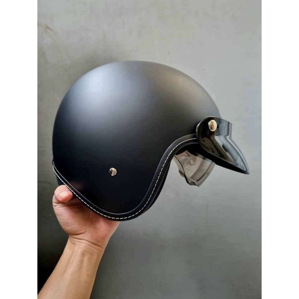 Jual ZEUS ZS 388A MATT BLACK DOFF RETRO SINGLE SUN VISOR FREE PET/TOPI ...