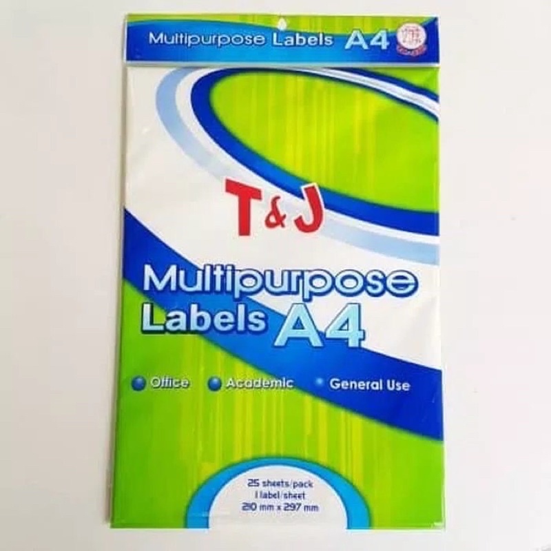 Jual KERTAS STICKER LABEL A4/STICKER LABEL MULTIPURPOSE T&J A4 | Shopee ...