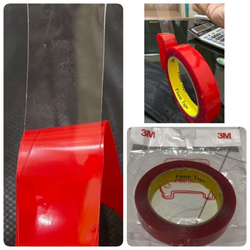 Jual isolasi dobel tape 3m merah gel transparan besar | Shopee Indonesia