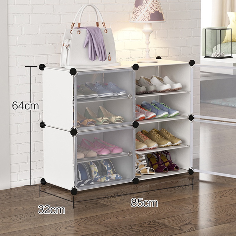 Jual RB Rak Sepatu Plastik Tempat Penyimpanan Sepatu 4 Tingkat Tertutup ...