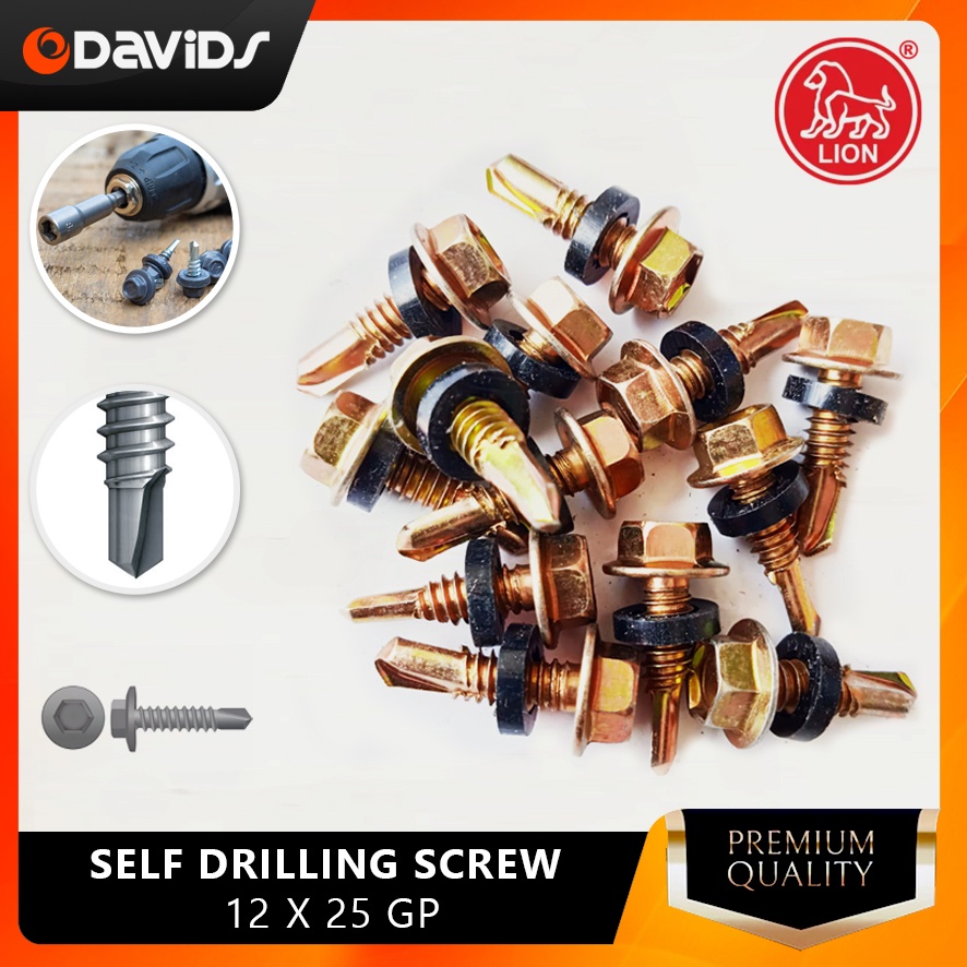 Jual Baut Baja Ringan Sekrup Roofing Drilling Scrup 12x25 Lion Kuning ...