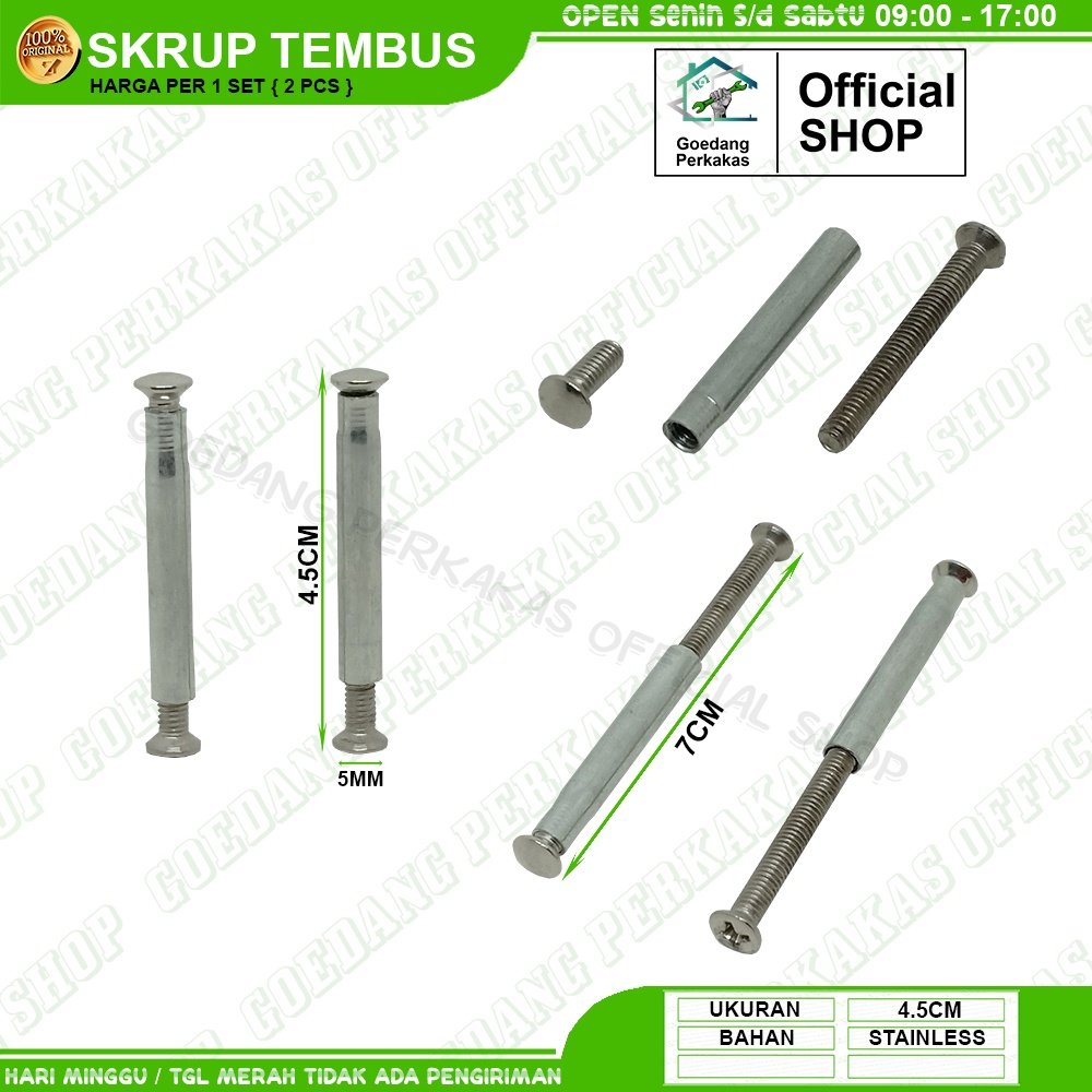 Jual Sekrup Tembus Baut Tanam Handle Gagang Pintu Rumah Set 2 Pcs ...