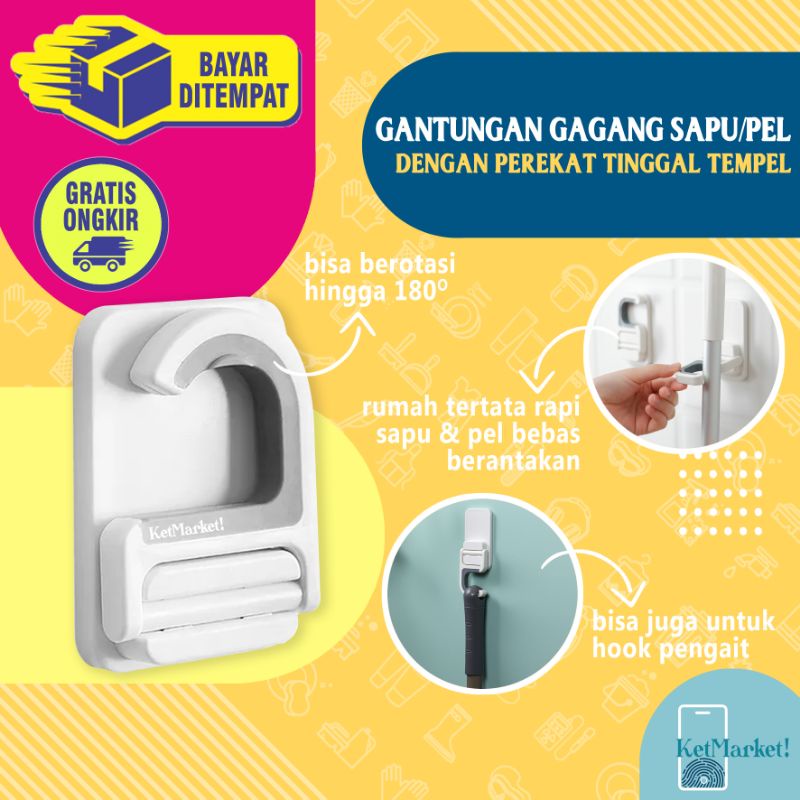 Jual WALL MOP HOLDER - Gantungan Penahan Sapu Hanger Gagang Alat Pel ...