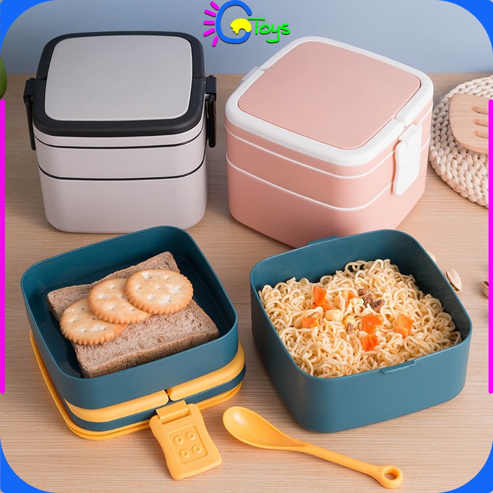 Jual CR-C478 Kotak Makan 2 Tingkat Lunch Box Susun Material Plastik Food Grade Tempat Bekal ...