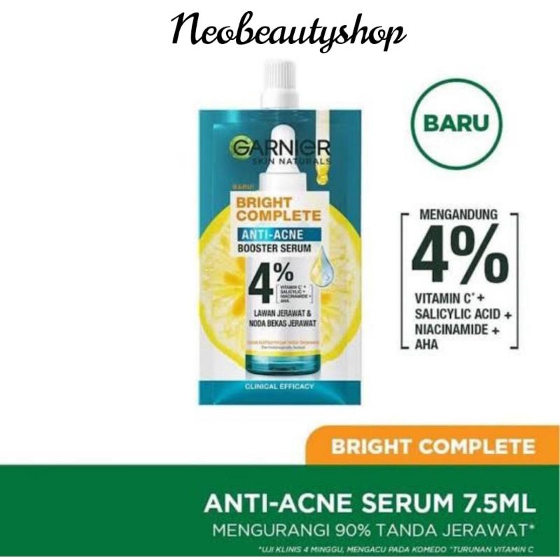 Jual Garnier Bright Complete Anti Acne SACHET 7,5ml atau 5,5ml | Shopee ...