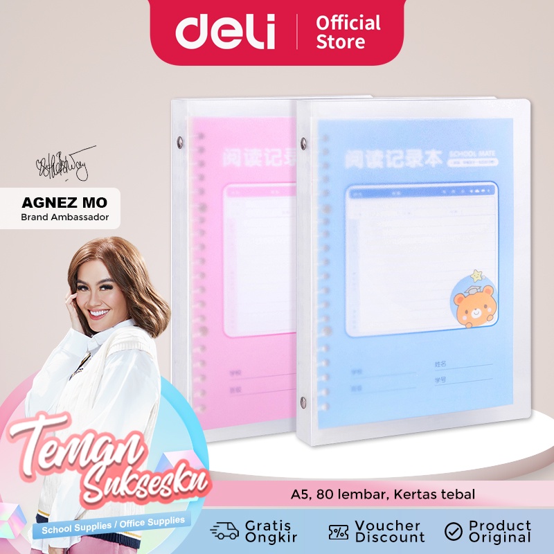 Jual Deli Loose-Leaf Notebook / Binder / Buku Catatan / Planner A5 80 ...