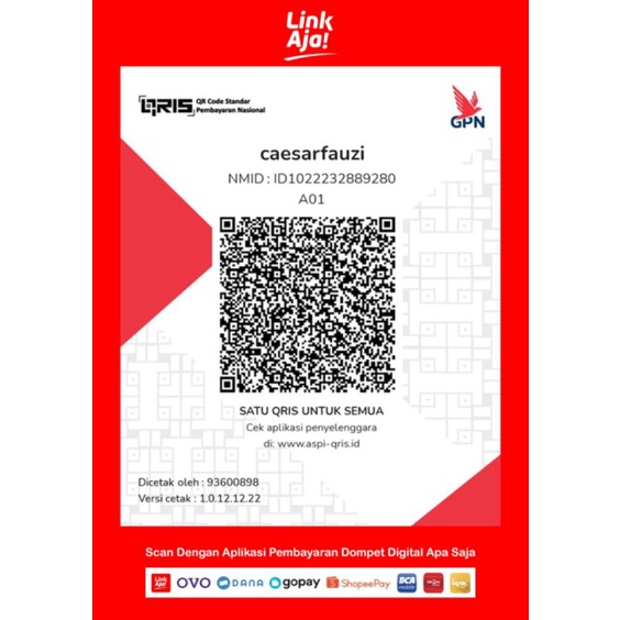Jual CETAK QRIS QR Code Standar Pembayaran Nasional Daftar Gratis! | Shopee Indonesia