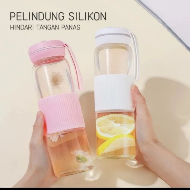 Jual MINISO Botol Minum Kaca 500ml - Single Wall High Borosilicate ...