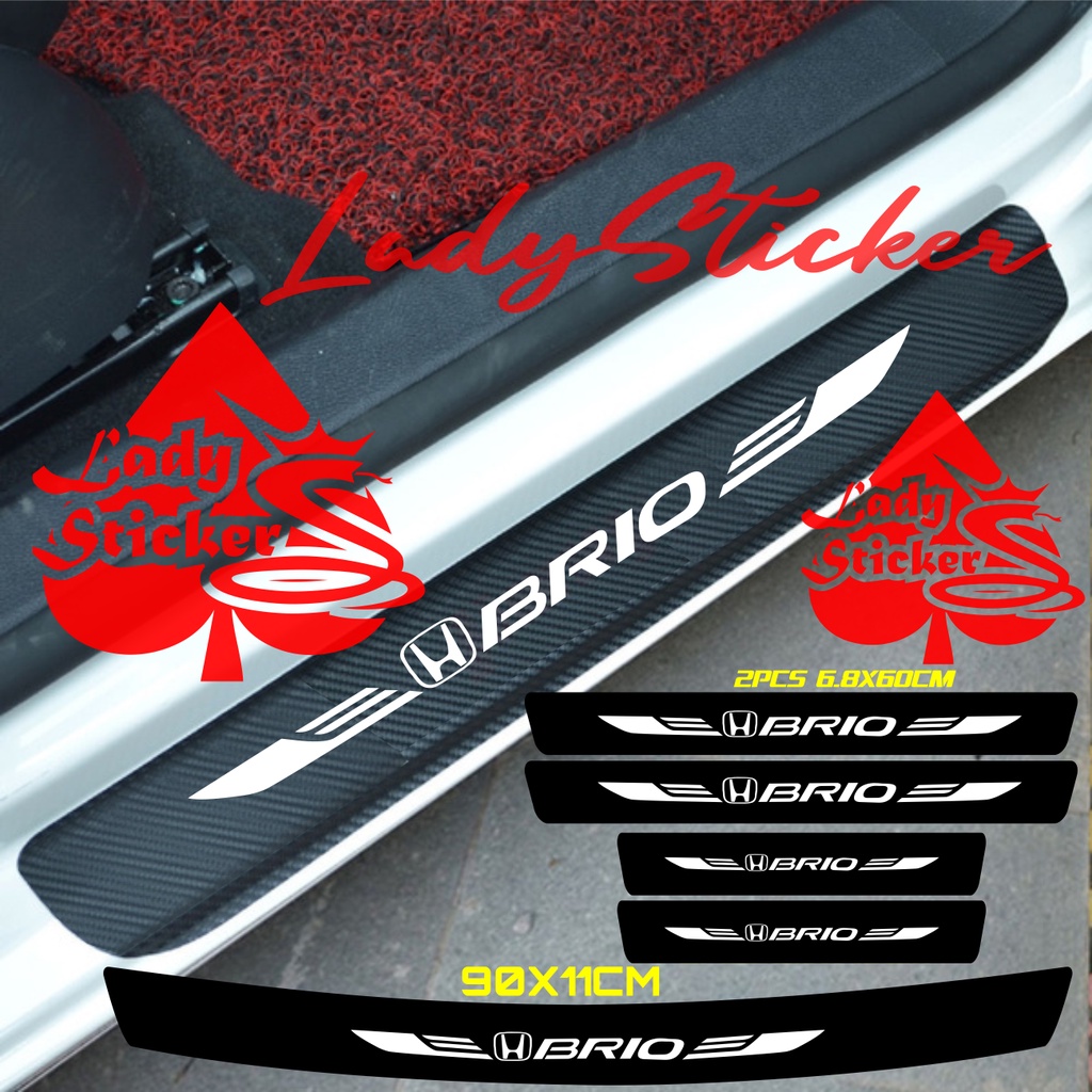 Jual 5pcs sticker sill plate carbon 3d mobil brio rs sticker karbon 3d ...