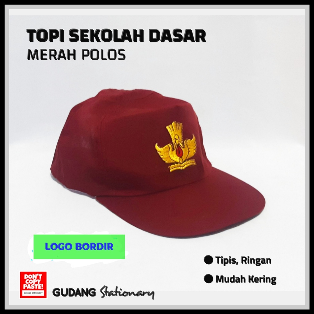 Jual Topi SD Sekolah Dasar Merah Polos | Shopee Indonesia