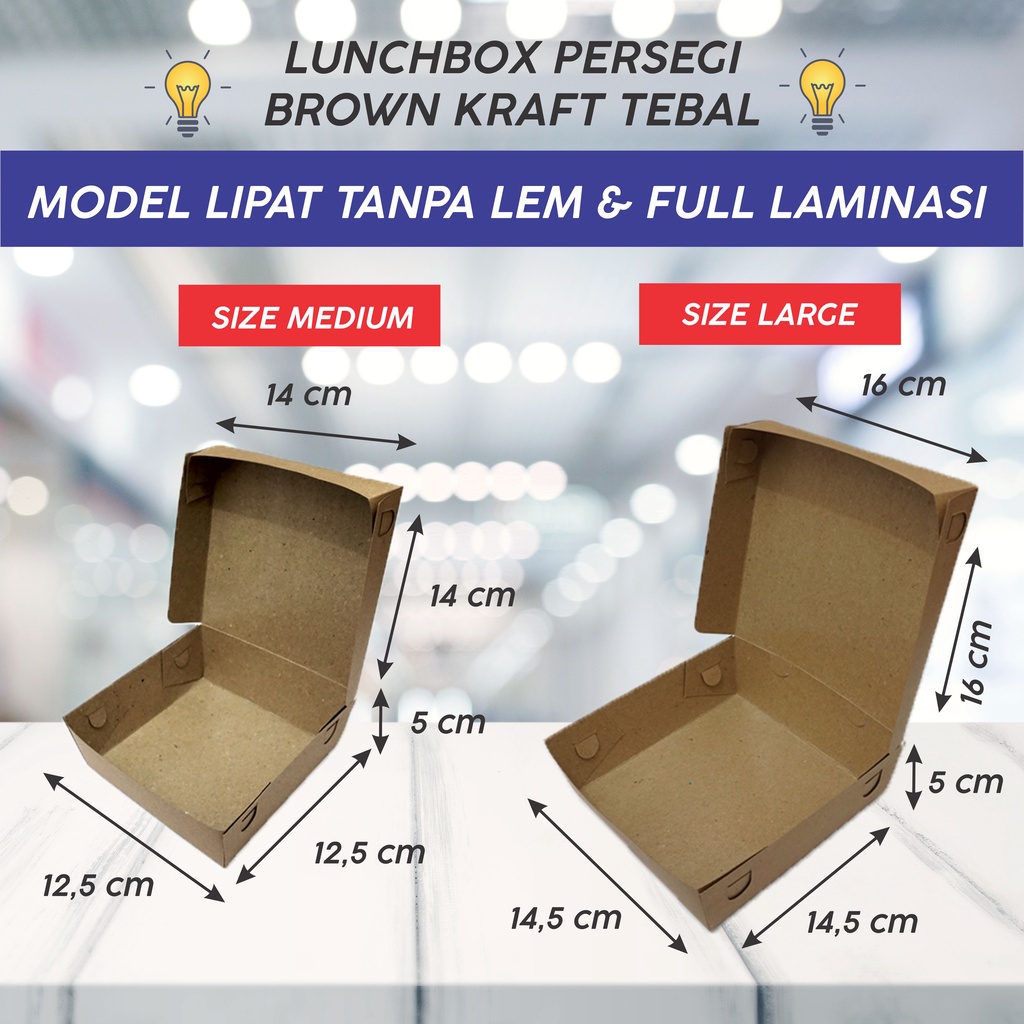 Jual LUNCH BOX PAPER / KOTAK MAKAN / PERSEGI 14.5X14.5 / PERSEGI 12 ...