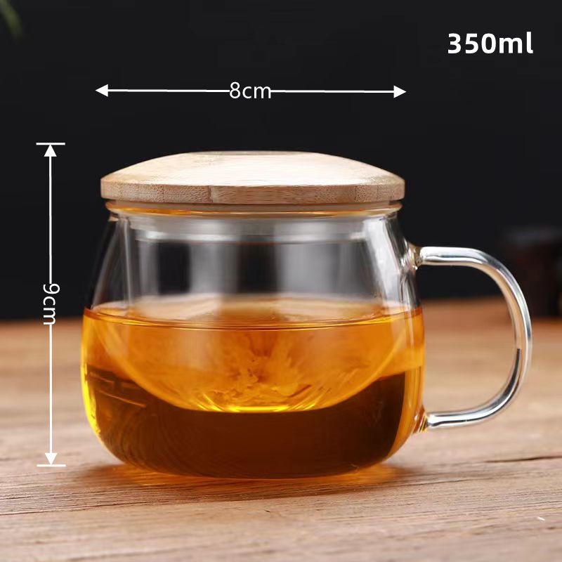 Jual Glass Infuser Teapot Glass Tea Cup With infuser and lid/gelas teh ...