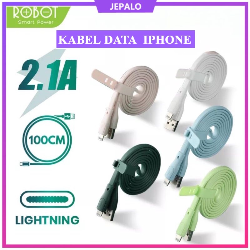 Jual KABEL DATA IPHONE IOS ROBOT LIGHTNING 2.1A 100CM ROBOT RGL100 ...