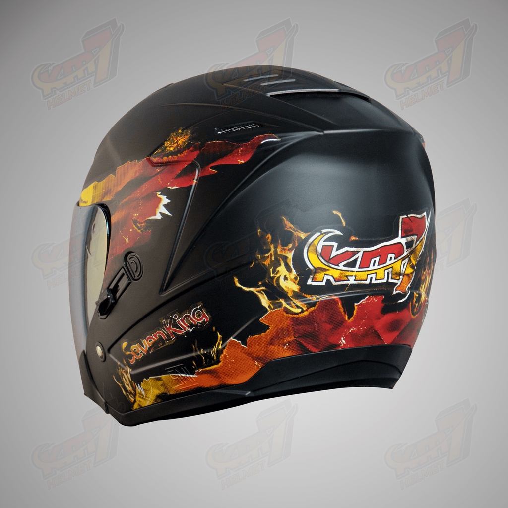 Jual KM7 Helmet Motif Api / Fire Black Doff SNI Half Face Mewah ...