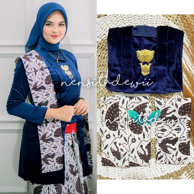 Jual [1 Set, LN01B] Kebaya Panjang, Jarik Instan + Selendang Jarik ...