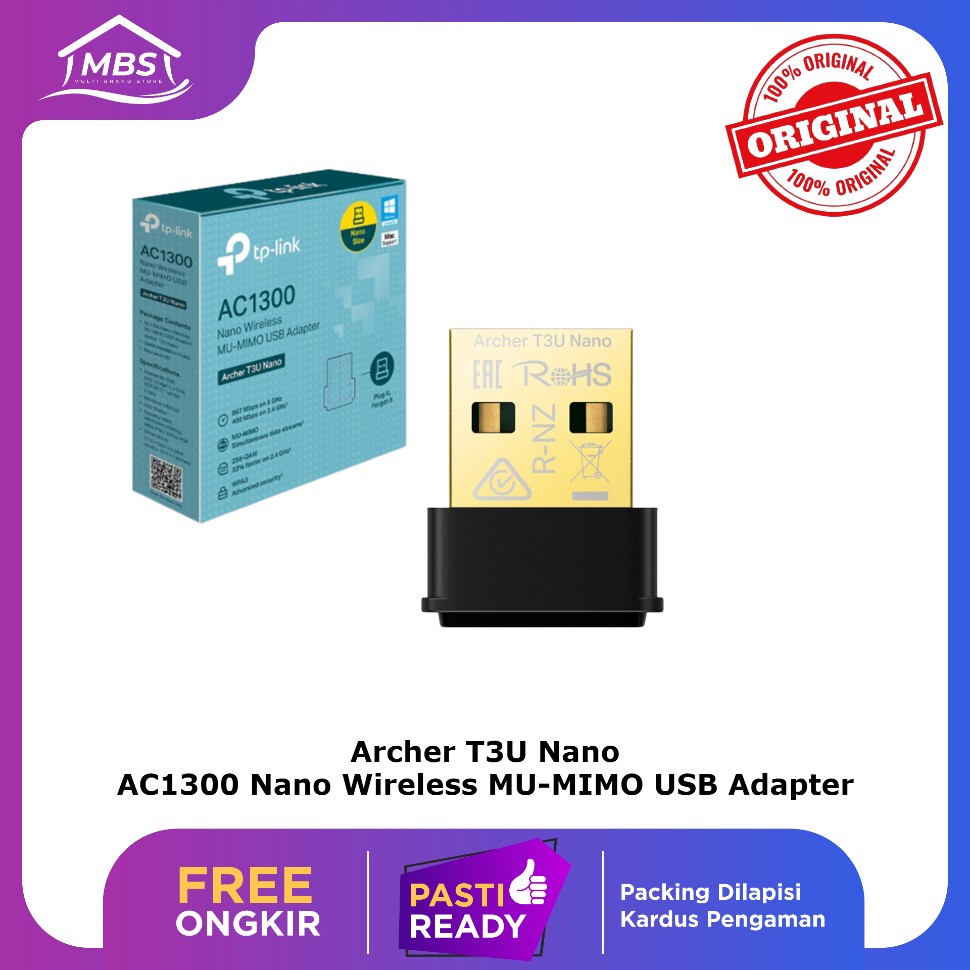 Jual Tp link Archer T3U Nano AC1300 Nano Wireless MU-MIMO USB Adapter ...