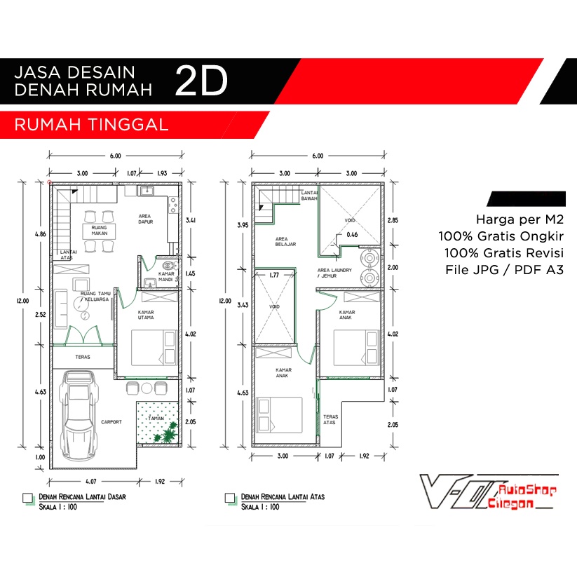 Jual Jasa Gambar Denah Bangunan 2D 3D IMB Rumah Tinggal, Kontrakan ...