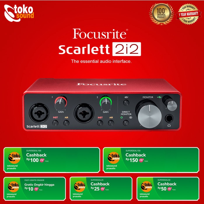 Jual Focusrite Scarlett 2i2 3rd Generation (USB Audio Interface) | Shopee Indonesia