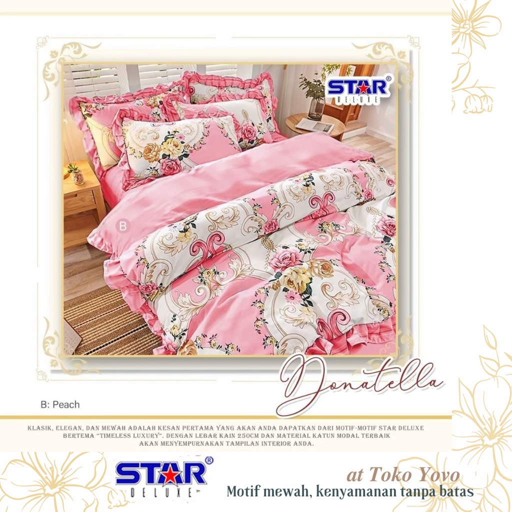 Jual Sprei Katun Halus Star Donatella Bunga Rose Mewah Pink Peach ...