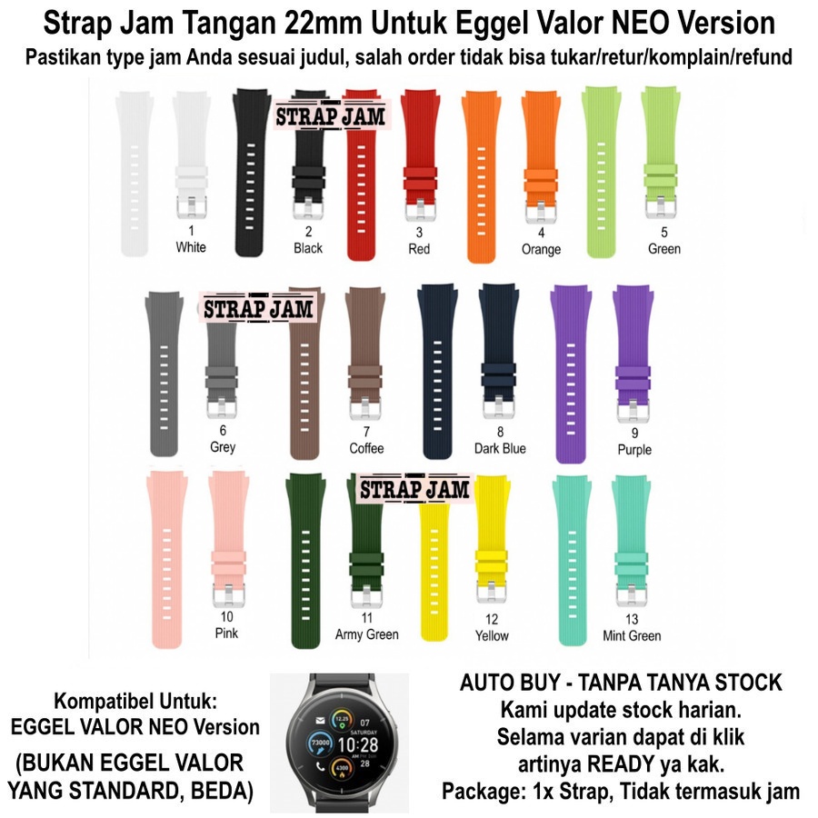 Jual M46 Tali Jam For Eggel Valor Neo 22mm - Strap Rubber Vertical ...