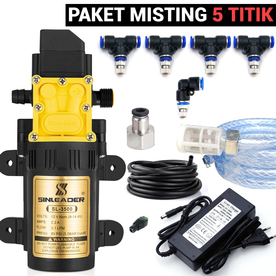 Jual Paket Kabut misting mist 5 titik Nozzle spray 0.8mm SL 3500 ...