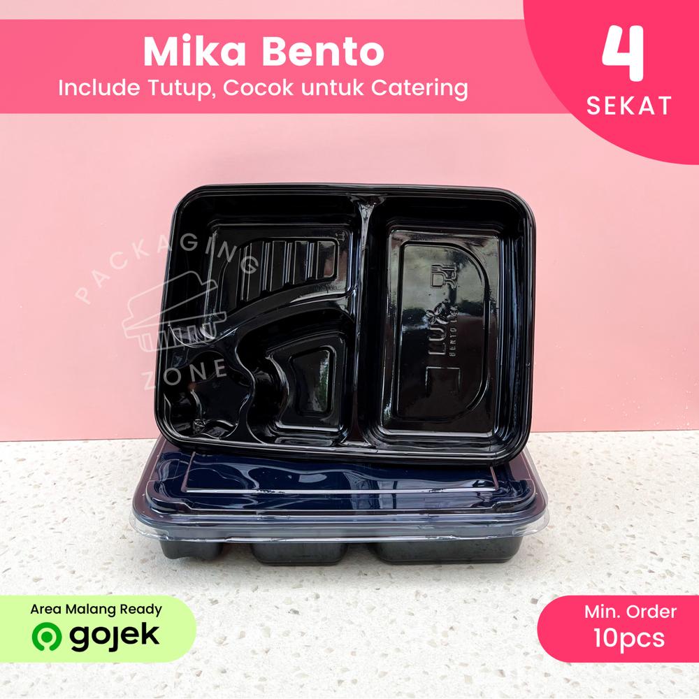 Jual Mika Bento Sekat 4 Hitam + Tutup / Tray Bento Bintang / Box Bento ...