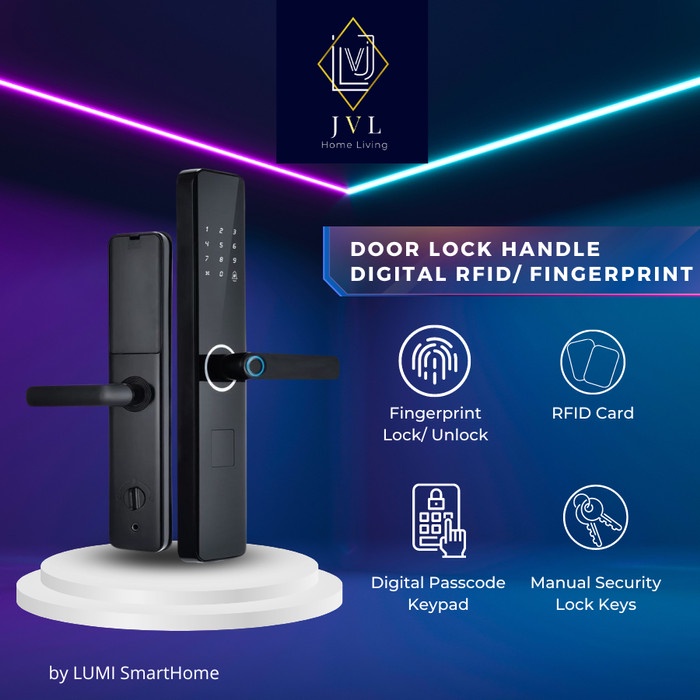 Jual JVL by LUMI Digital Door Handle / Pintu Lock RFID + Fingerprint ...