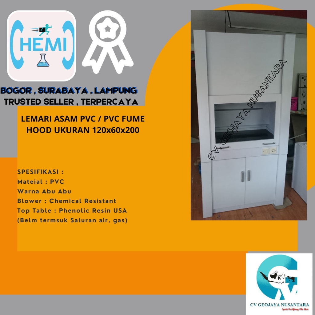 Jual LEMARI ASAM PVC / PVC FUME HOOD UKURAN 120x60x200 | Shopee Indonesia