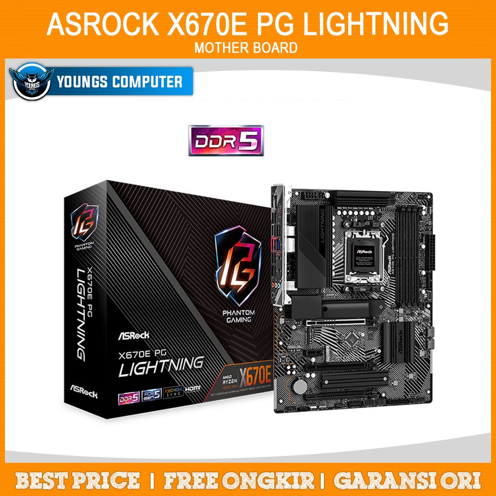 Jual ASRock X670E PG Lightning | Motherboard AMD X670 DDR5 AM5 Ryzen ...