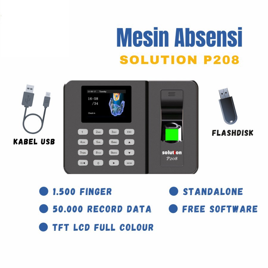 Jual Fingerprint Solution P208 USB / Mesin Alat Absensi Sidik Jari | Shopee Indonesia