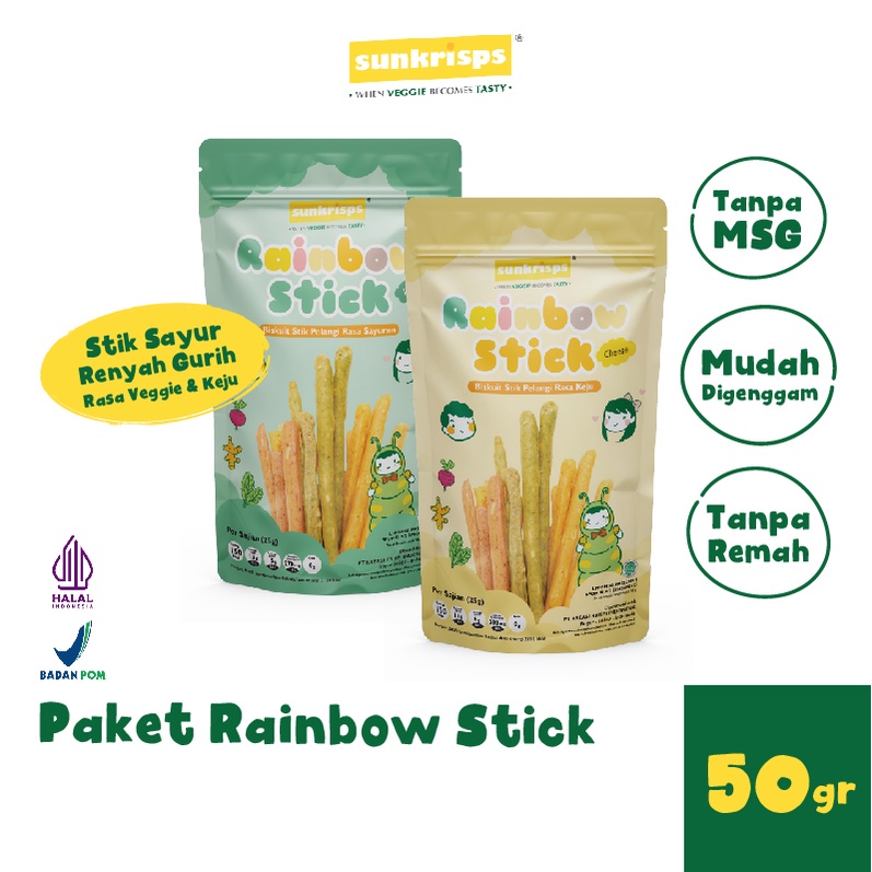 Jual Sunkrisps Stick Rainbow Stick Original 50 gr rasa keju dan sayuran ...