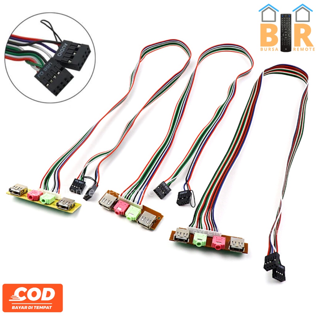 Jual Kabel Front Panel Usb 2.0 Audio Jack 2Port Pcb 3.5MM Ukuran 6.8 ...