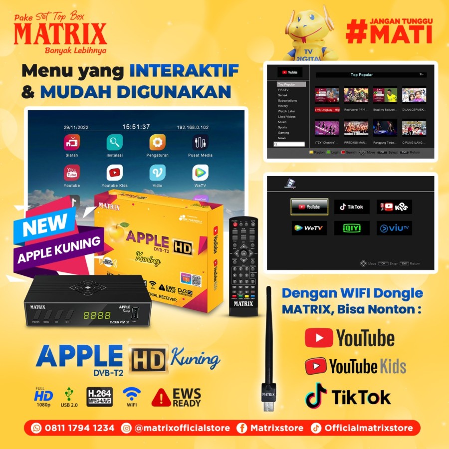 Jual ( COD ) TERLARIS..!! SET TOP BOX DIGITAL MATRIX APPLE KUNING bukan ...