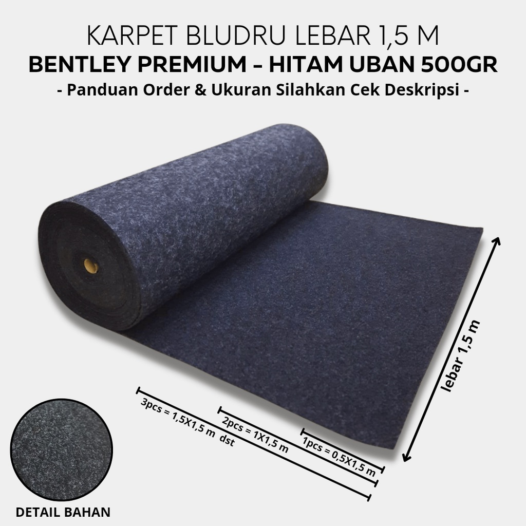 Jual Karpet Beludru / Baldu Meteran Tebal dan Padat BENTLEY Hitam Uban ...