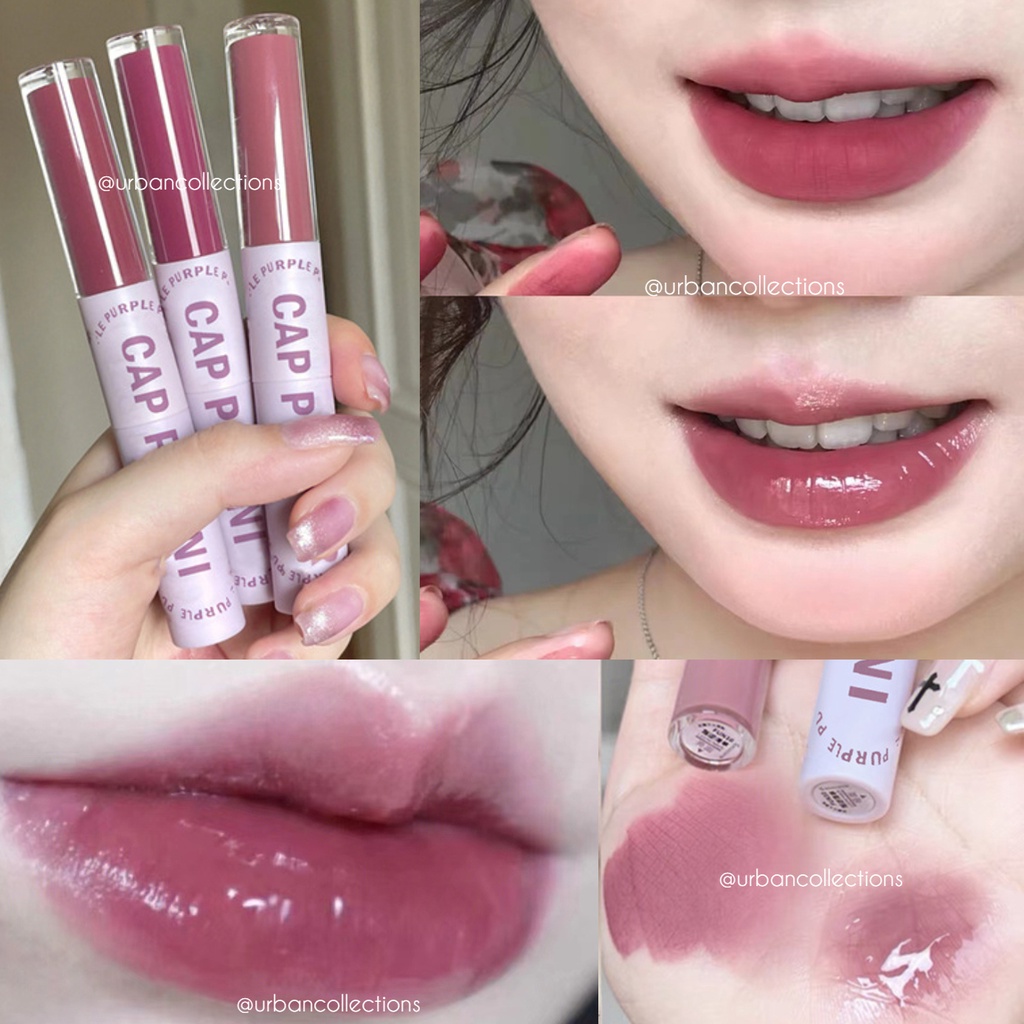 Jual Cappuvini 2in1 Mud Lipstick PURPLE Series Matte Glossy 2in1 ...