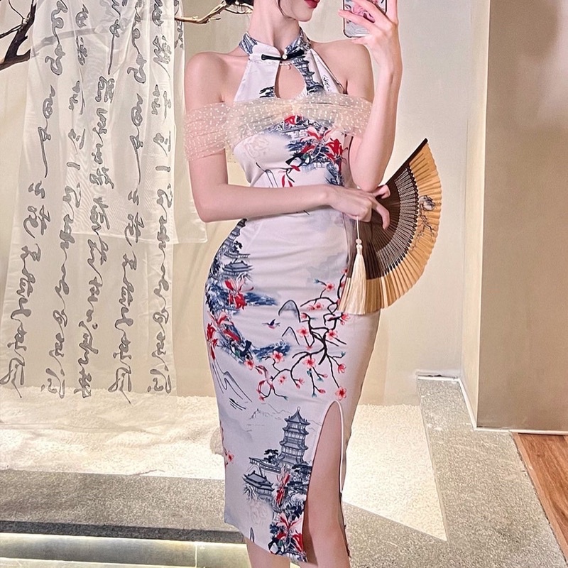 Jual Lily Dress (Korean Halter Cheongsam Dress Import) | Shopee Indonesia