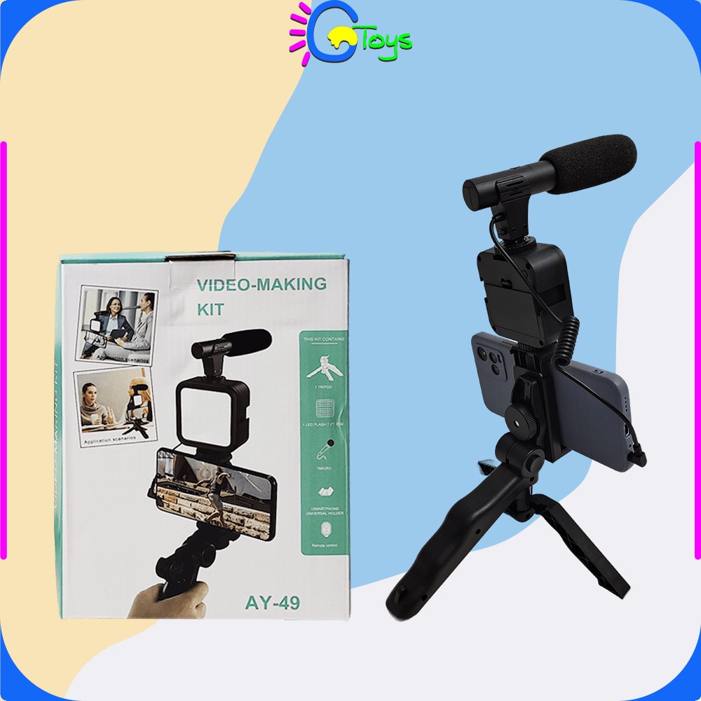 Jual CR-C587 Vlogging KIT PAKET Vlog Smartphone Set Mic LED Tripod ...