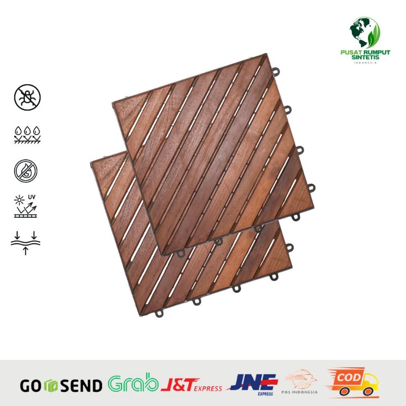 Jual Lantai kayu jati, bongkar pasang//decking tile kayu jati asli ...
