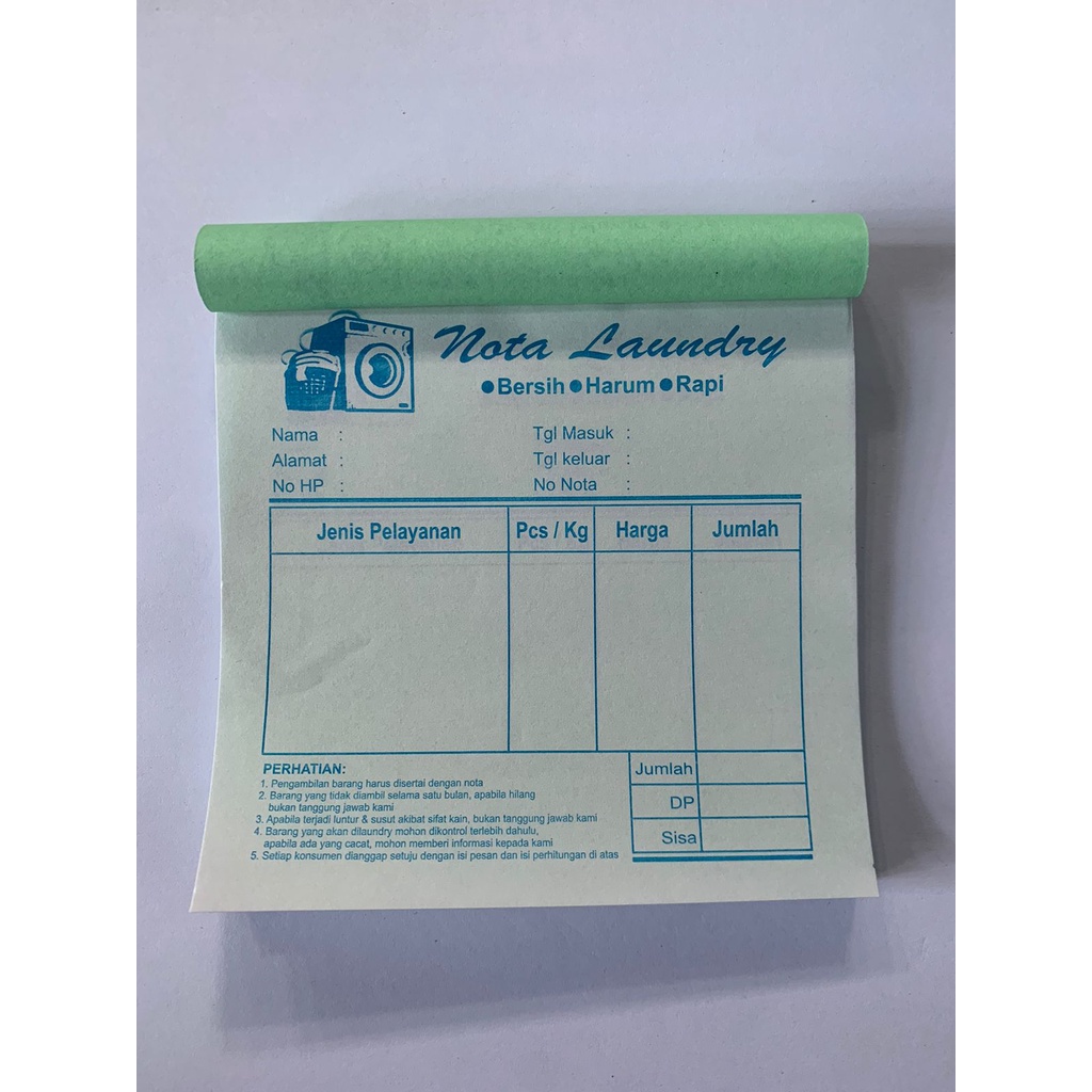 Jual NOTA LAUNDRY 2 PLY UKURAN SEPERENAM | Shopee Indonesia