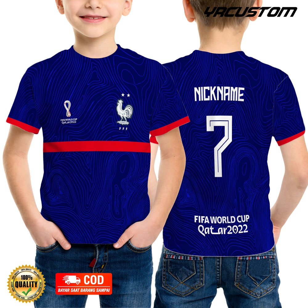 Jual Kaos Jersey Anak Piala Dunia Qatar 2022 Timnas Perancis Sepak Bola ...