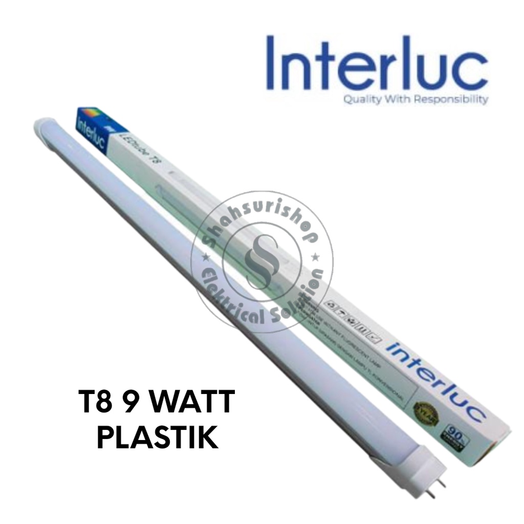 Jual INTERLUC LAMPU LED T8 9 WATT 60 CM PLASTIK SNI MURAH BERGARANSI ...