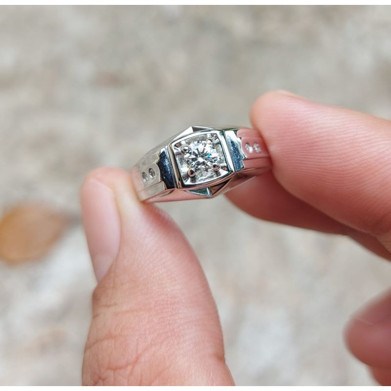 Jual cincin pria / laki simpel elegan ring prak /silver natural berlian ...